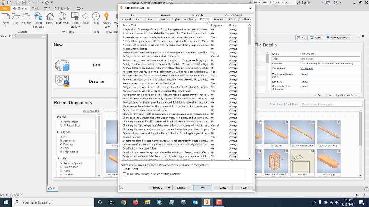 1105 2021 Week 1 Inventor Options - YouTube