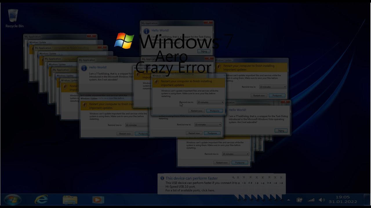 Windows 7 Aero Crazy Error (Short) - YouTube