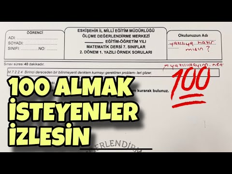 7.Sınıf Matematik 2.Dönem 1.Yazılı