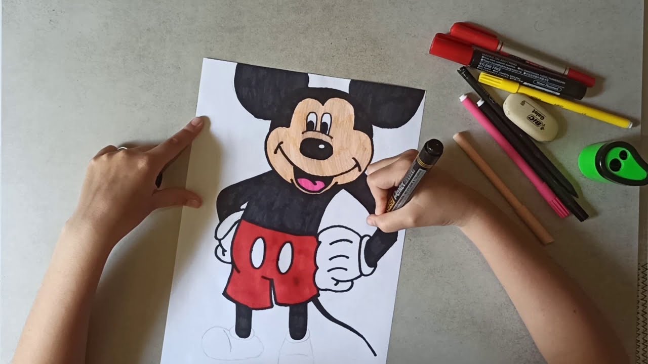 How to draw Mickey Mouse | Speed drawing tutorial | Paint ART | Step by ...