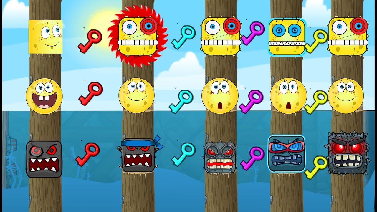 All 5 BOSS battles with SpongeBob Ball in Red Ball 4 Update - YouTube