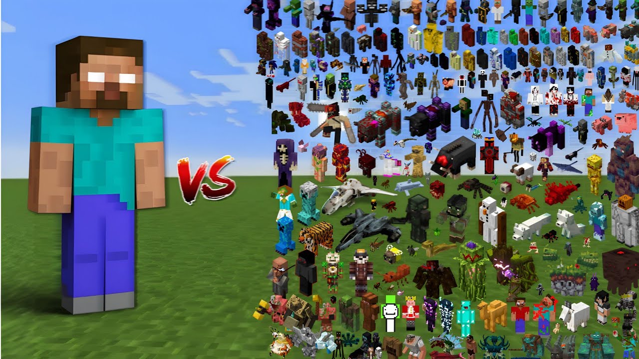 HEROBRINE vs 500 RANDOM MOBS FIGHT IN MINECRAFT ( Mobs Battle ) - YouTube
