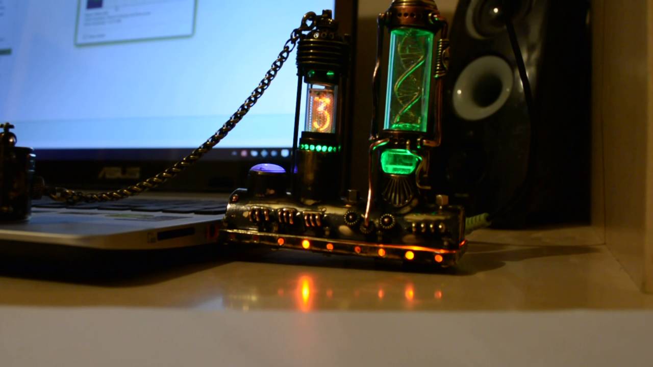 Motorized Steampunk flash drive molecule DNA + NIXIE Lamp, steampunk ...