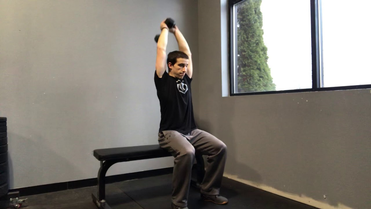 Seated overhead DB tricep extension - YouTube