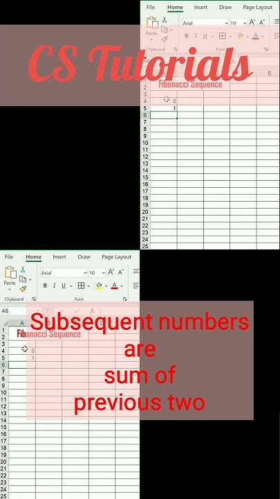 Fibonacci sequence in Excel #shorts #CSTutorials - YouTube