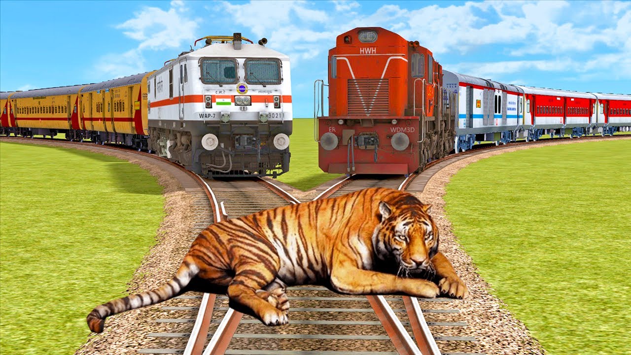 Giant Tiger vs Two Trains | Stops the train | BeamNG.Drive - YouTube