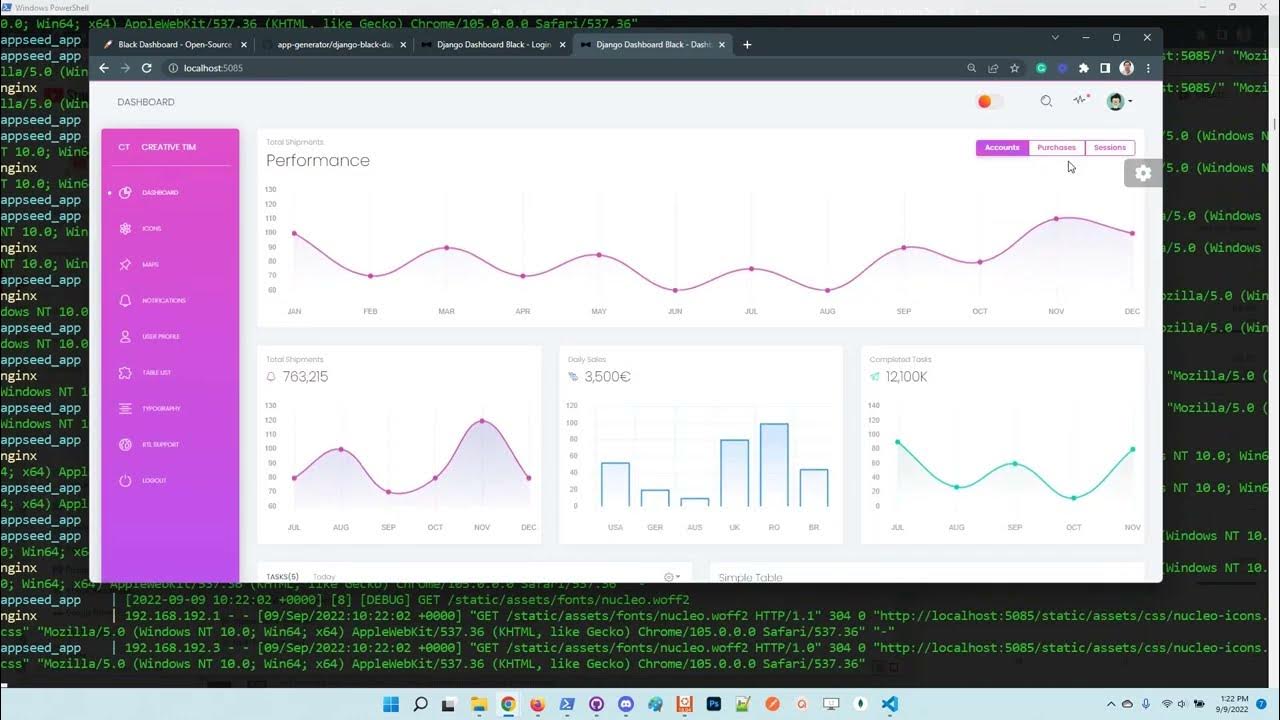 Black Dashboard - Free Django Starter | AppSeed - YouTube