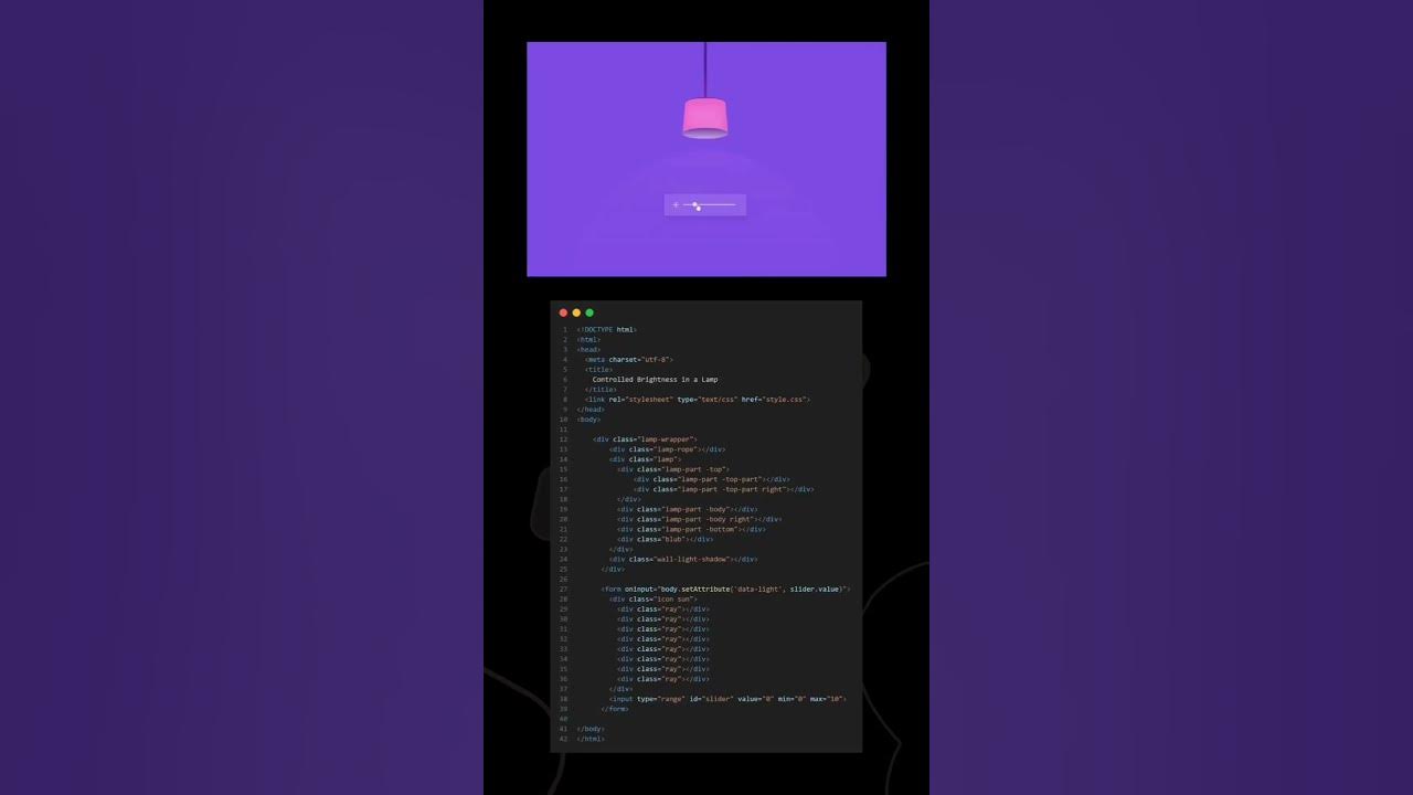 Lamp Brightnessusing Html Css Javascript 🧑‍💻🤩 Shorts Coding Youtube 