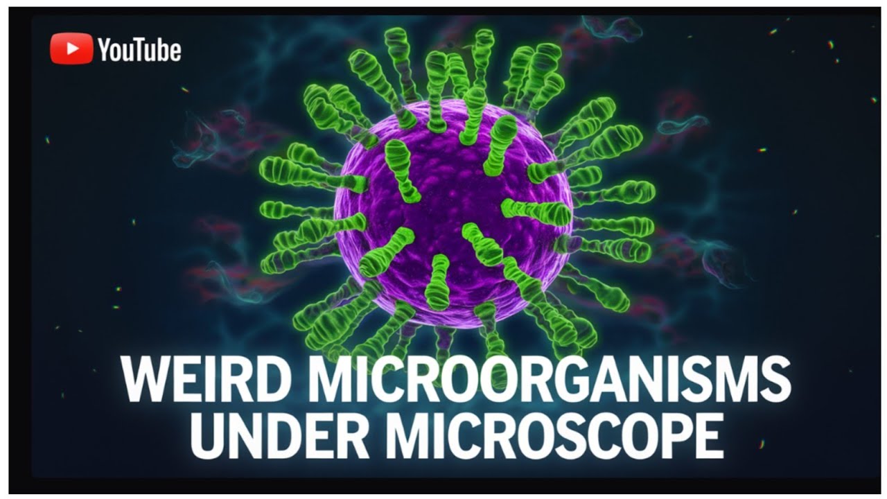 microorganisms life in a drop of dirty water under microscope full HD ...