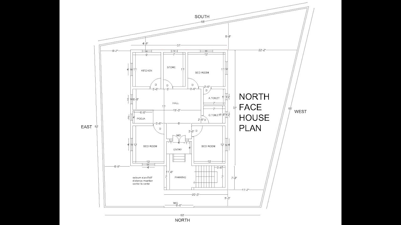 north face house plan | 3bhk north face house plan - YouTube
