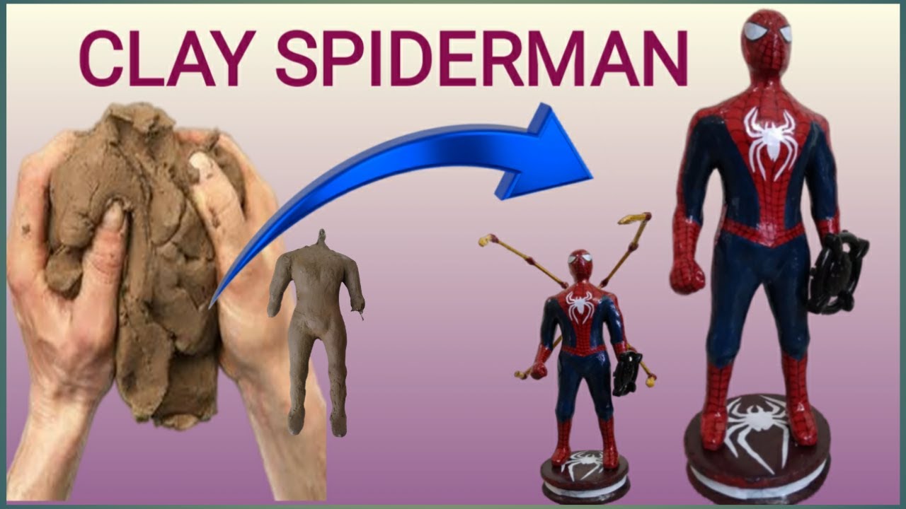 home made spiderman | clay crafts | diy scrapman | clay spiderman - YouTube