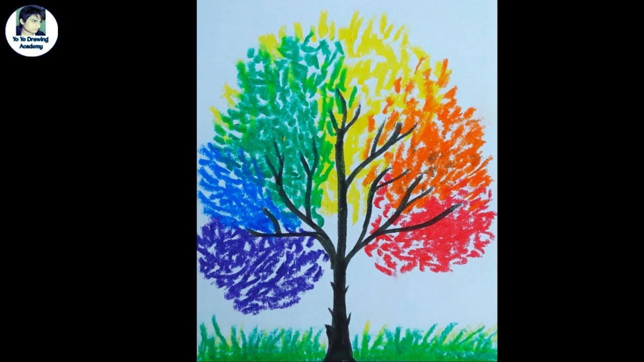 Beautiful Magical Tree Drawing | Drawing of Nature | Beautiful Scenery ...