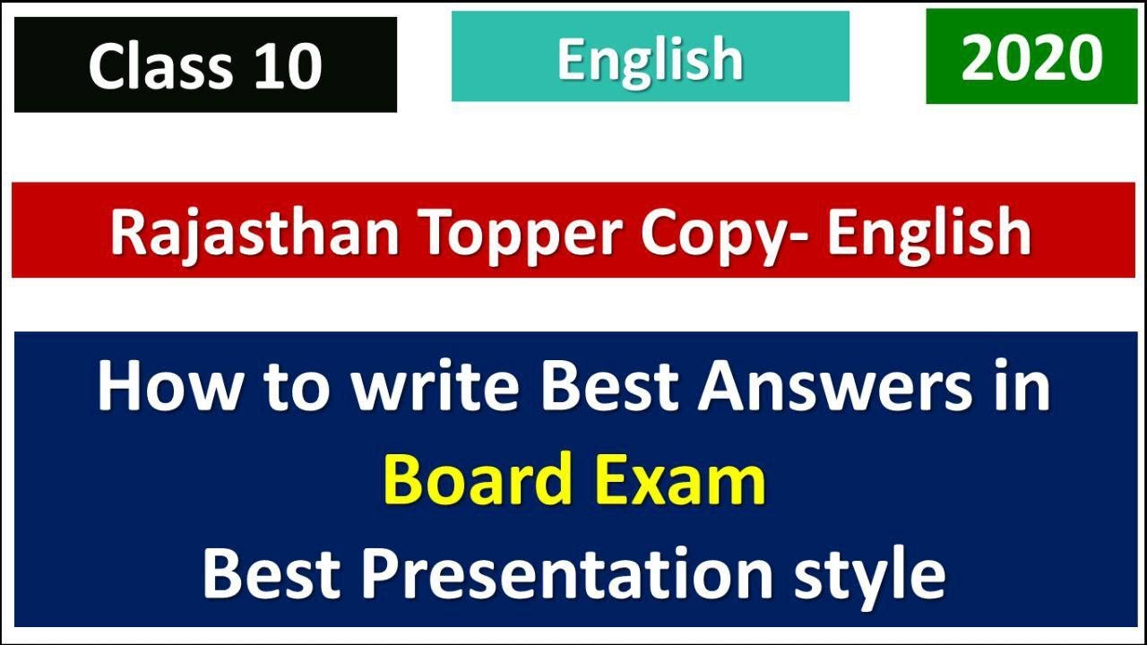 Topper's copy English || Class 10 || Rajasthan Board || - YouTube