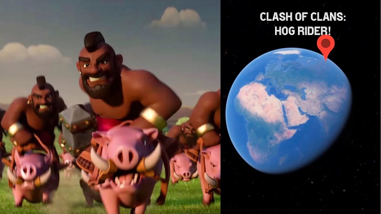 Clash of Clans: Hog Rider! in real life on Google Earth! - YouTube