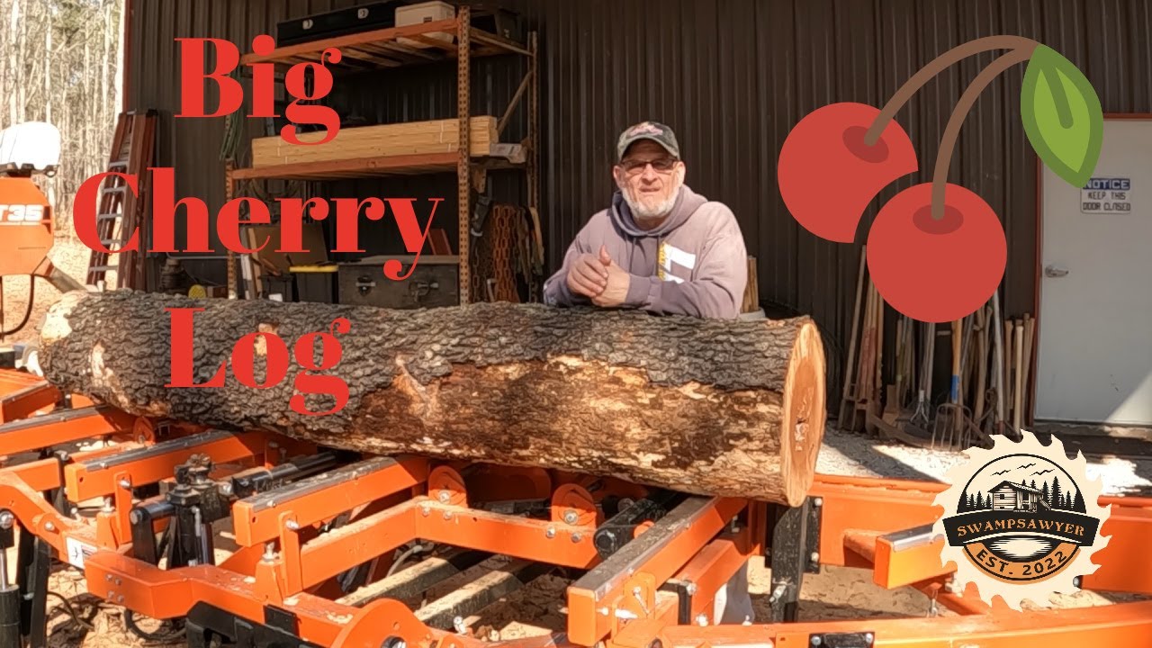 Cherry Log on the Woodmizer - YouTube
