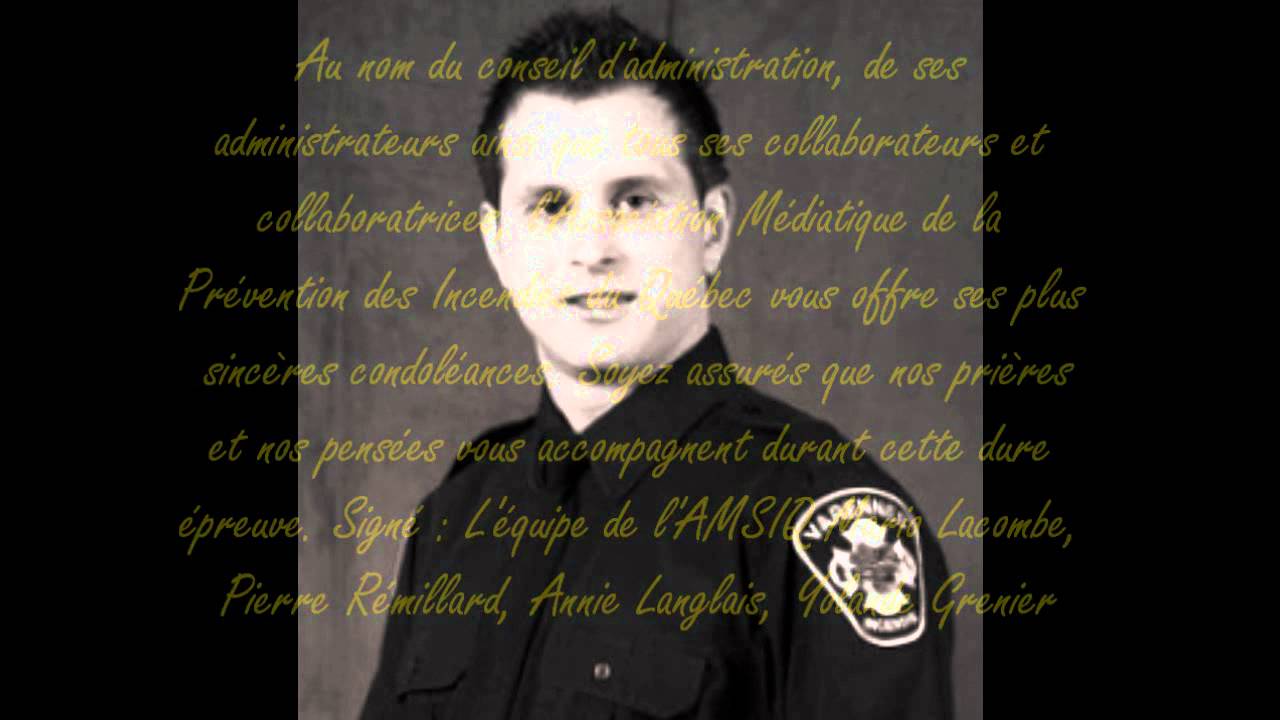 Hommage Mathieu Emond, pompier de Varennes - YouTube