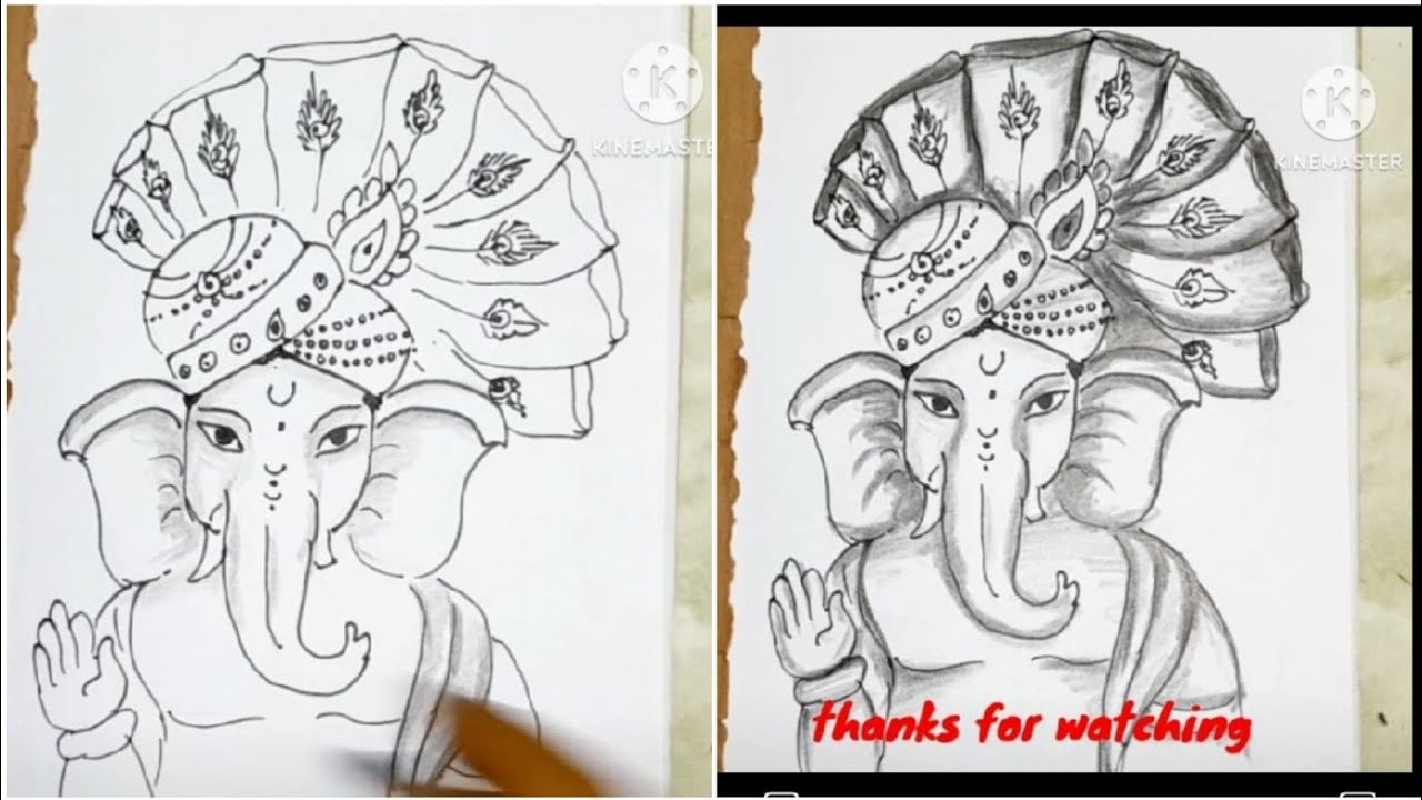 How to draw ganesh with pagri pencil drawing #viral #ganapati # ...