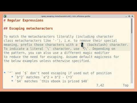 Vim regexp: Escaping metacharacters - YouTube