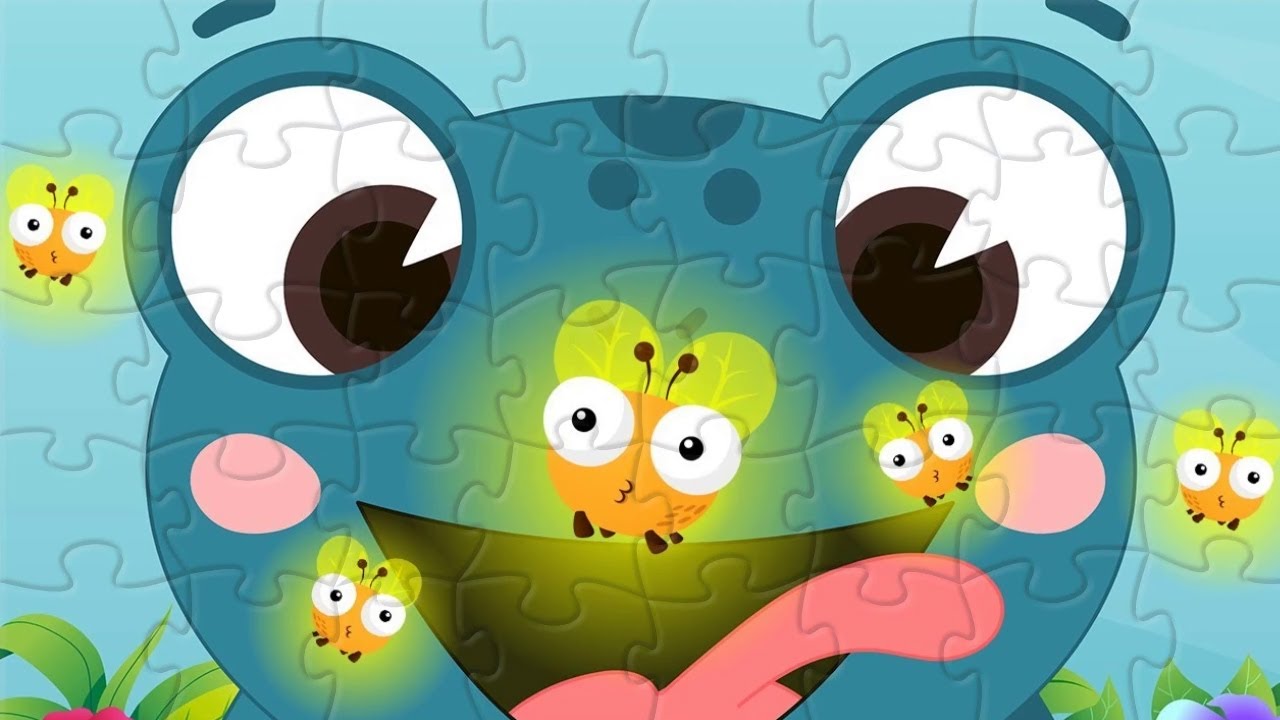 Five Little Speckled Frogs Puzzle 🐸 Super Simples Song 🐸 Nursery Rhymes ...