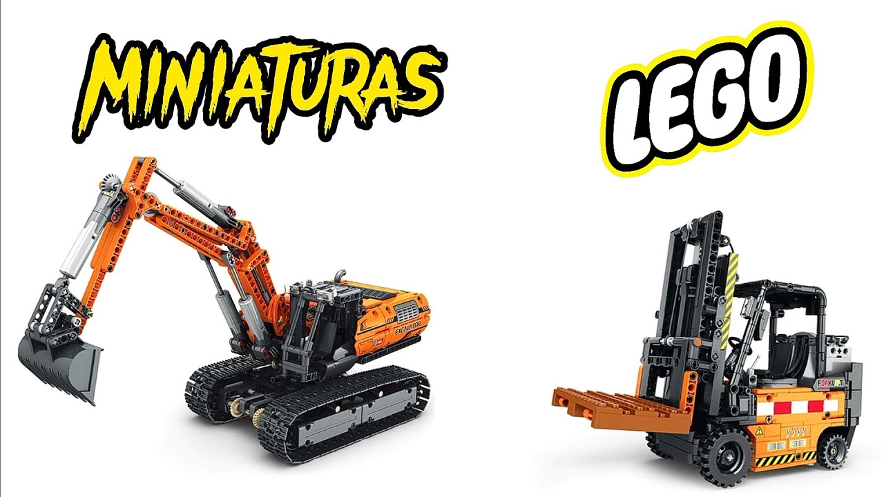 LINDAS MINIATURAS| bloco de montar LEGO/ escavadeira/ empilhadeira ...