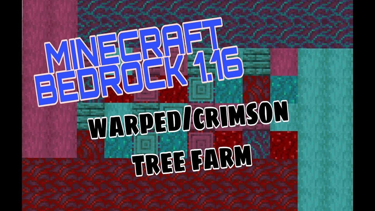 Minecraft bedrock fully automatic crimson/warped tree farm - YouTube