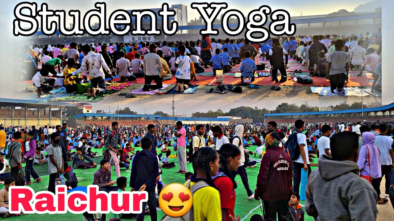 Students Yoga in Raichur Stadium 😍 || Manish Babu Vlogs - YouTube