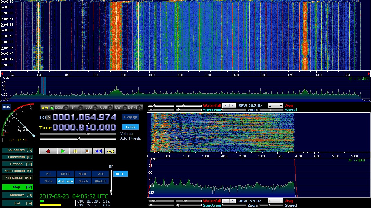 Mediumwave AM Band Scan 540 to 1710 Khz on Afedri SDR receiver - YouTube