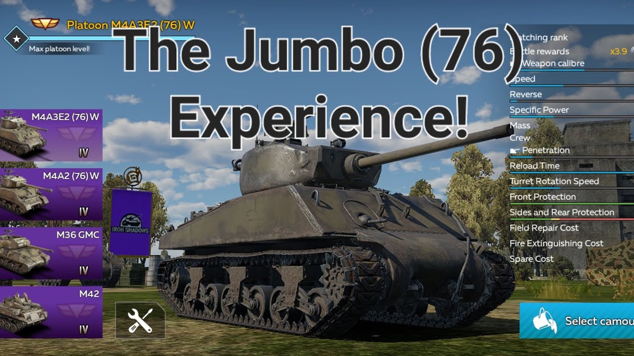War Thunder Mobile: The M4A3E2 (76)W Sherman Experience! My favourite Jumbo tank in the game ...