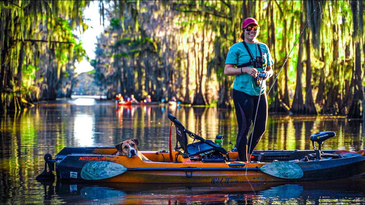 Visiting Famous Tree Tunnel on Lake Caddo | Kayak Fishing with our dog ...