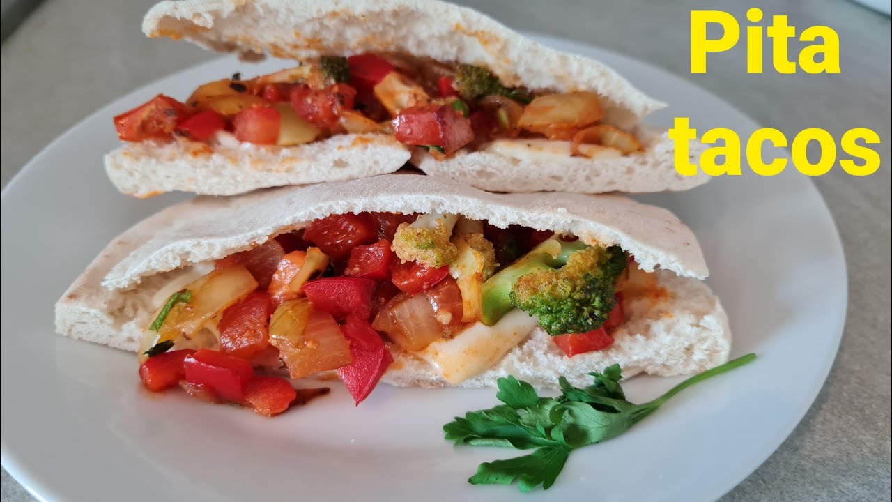 PITA TACOS ll TACOS ll VEG TACOS ll How to make quick pita tacos ll ...