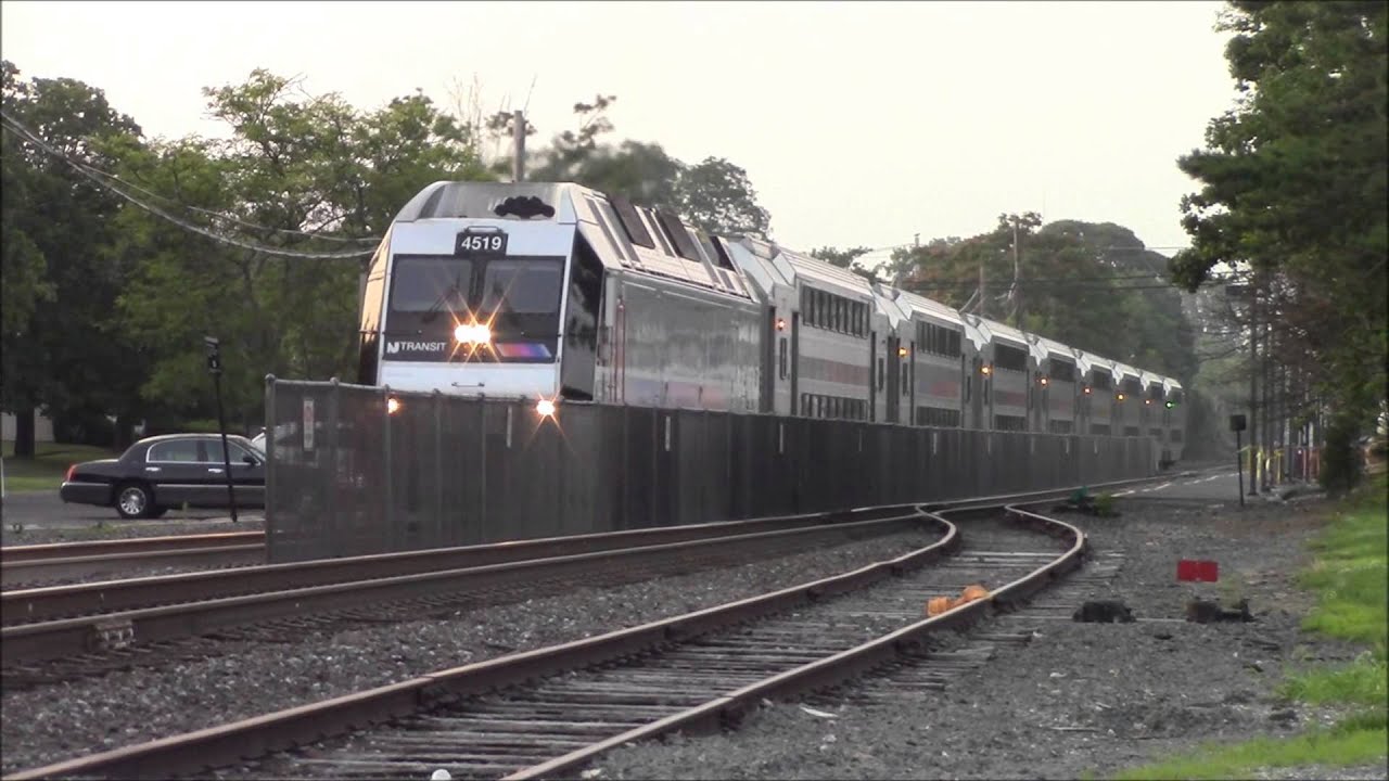 NJT Train 3373 Arrives and Departs Spring Lake 7/7/15 - YouTube