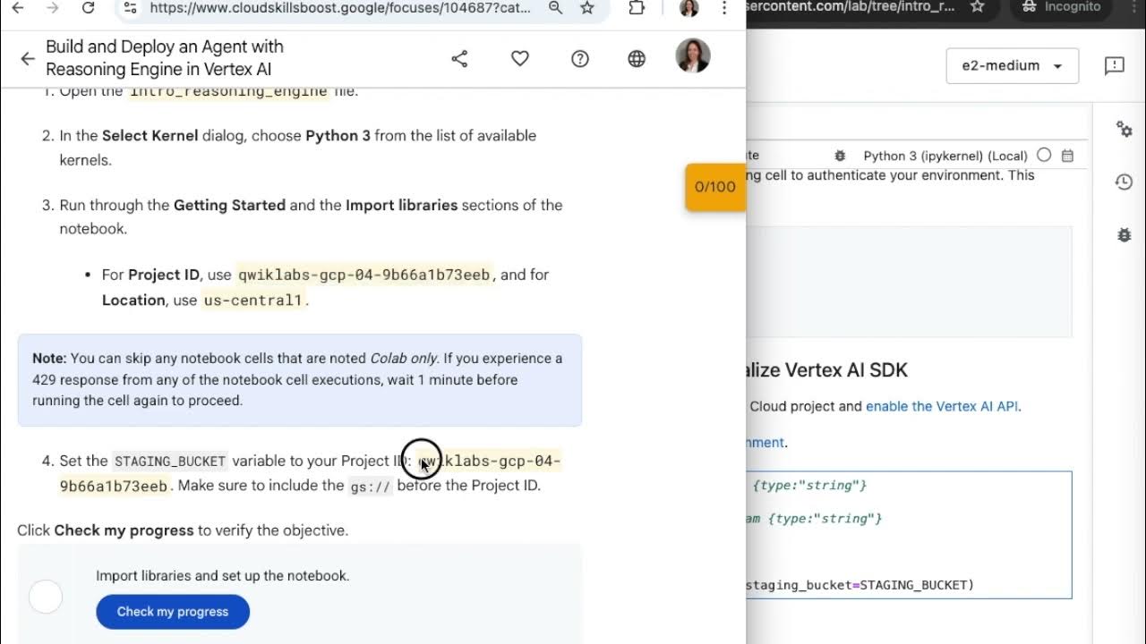 Build and Deploy an Agent with Reasoning Engine in Vertex AI Google Cloud Skills Boost Lab ...