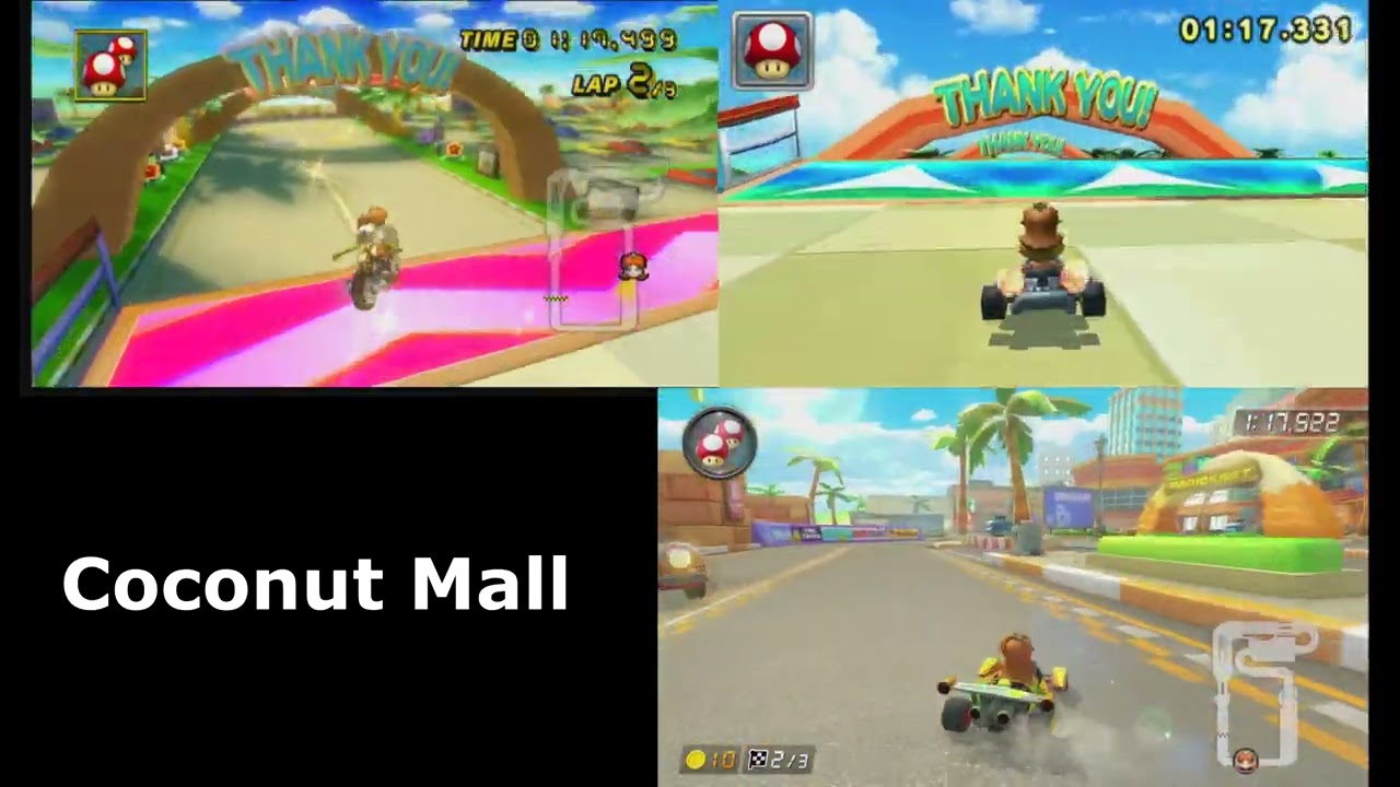 🥥Coconut Mall Mario Kart Wii, 7, and 8 Deluxe Comparison 4K🥥 - YouTube