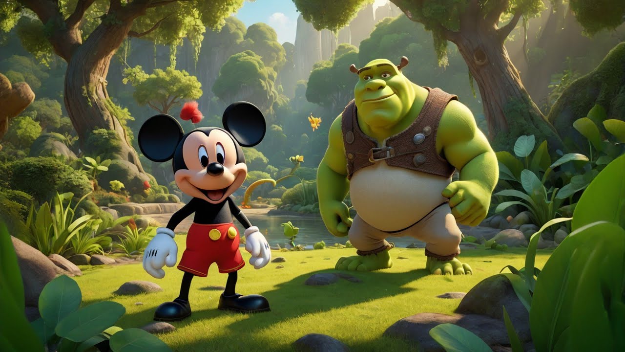 Mickey y Shrek Héroes del Pantano - YouTube