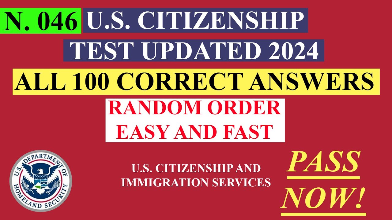 2024 - 100 Civics Questions Random Order for the U.S. Citizenship Test ...