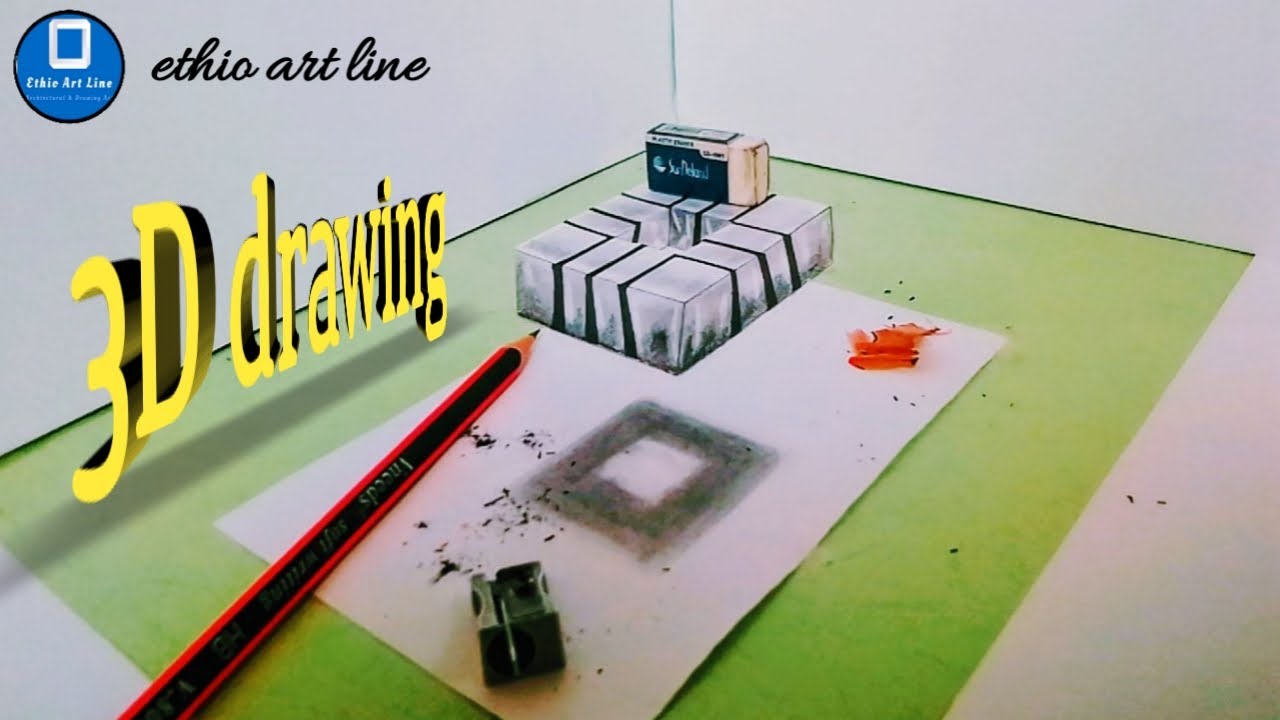 👉የ 3D አሳሳል በወረቀት ላይ ለጀማሪዎች//esay 3D Drawing on paper for beginners ...