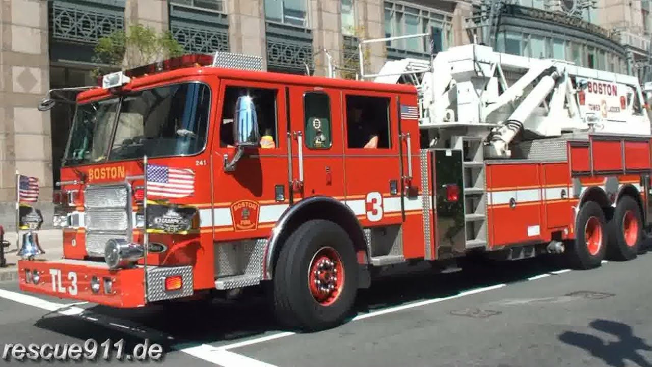 Tower ladder 3 + Division 1 Boston Fire Department - YouTube