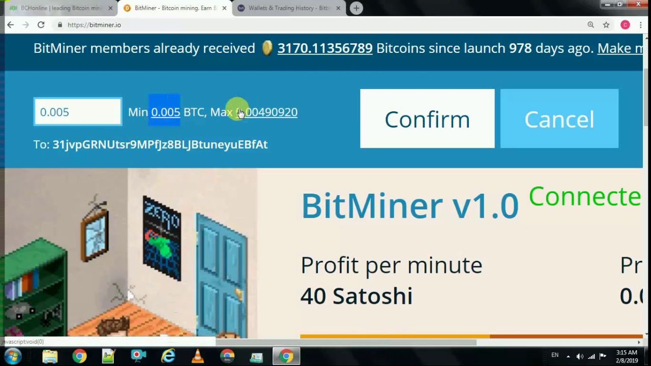 Free Earn Bit Coin BitMiner 0.005 BTC Payout with Proof - YouTube