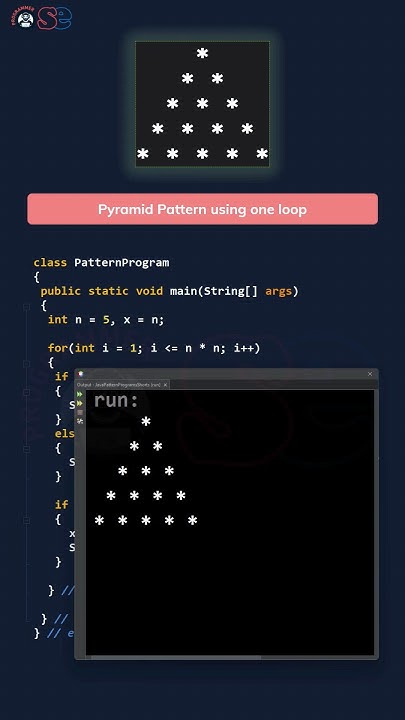 Pyramid Pattern Program In Java Using One Loop Shorts Patternshorts Javaprogramming Youtube
