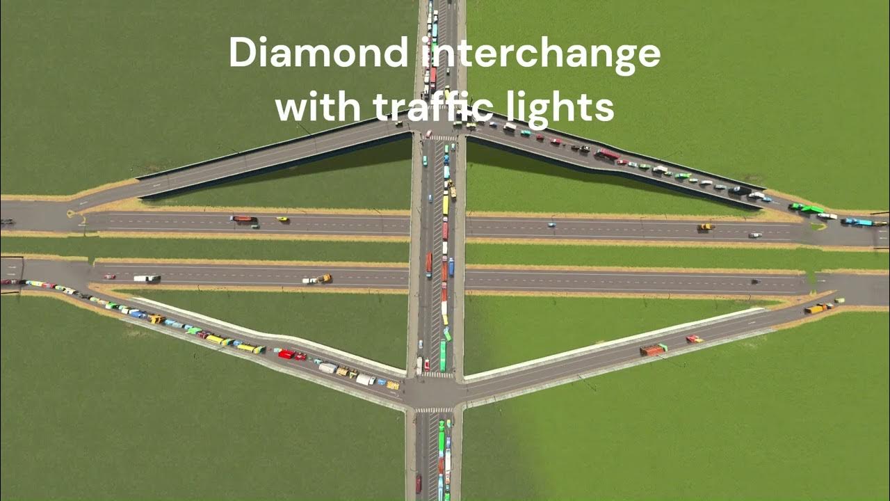 Cities Skylines Intersection Simulation, Part 2: hi flow traffic lights and service interchanges ...