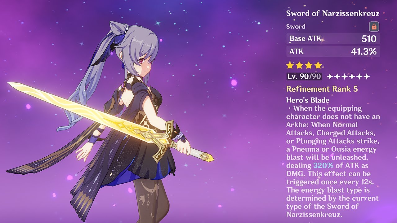 Keqing Sword of Narzissenkreuz (new f2p sword) Solo Childe - YouTube