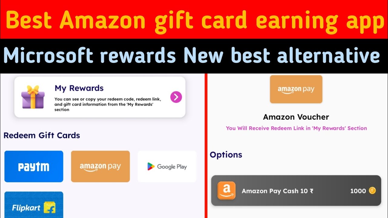 Best Amazon gift card earning app || Microsoft rewards New best ...