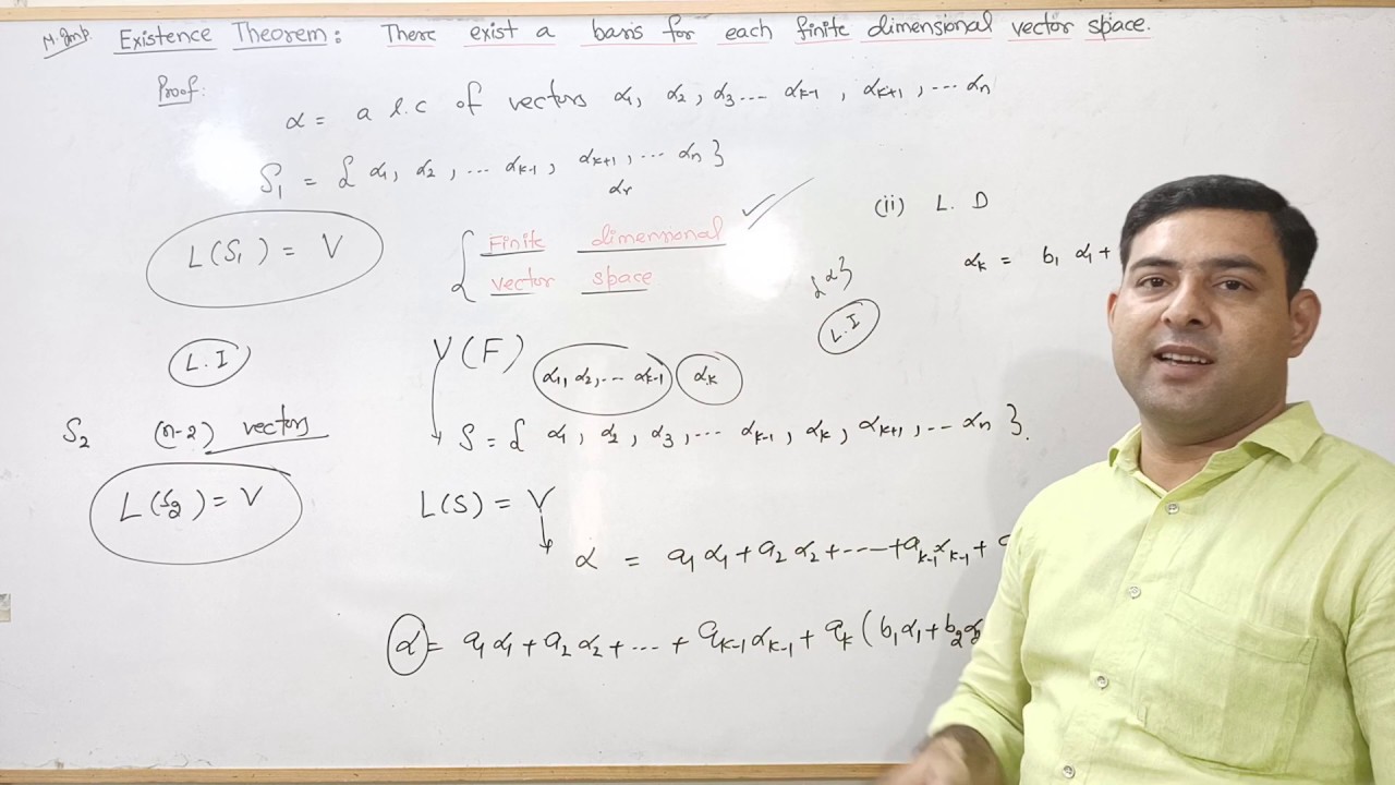 Linear algebra - 18 , Basis and dimension Existence theorem on vector ...