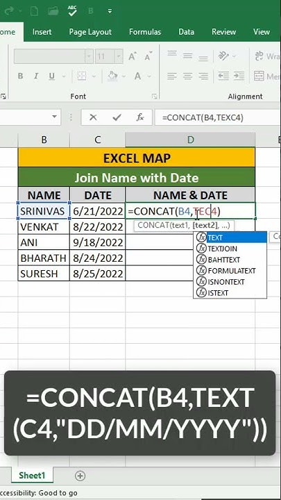 How to Combine Text & Dates in Excel! | MS Excel Tutorial - YouTube