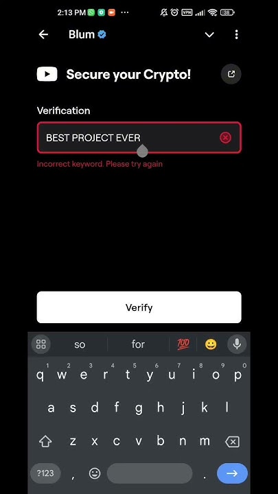 Secure your crypto! blum video code | space between every word and no space at the end | 💯 ...