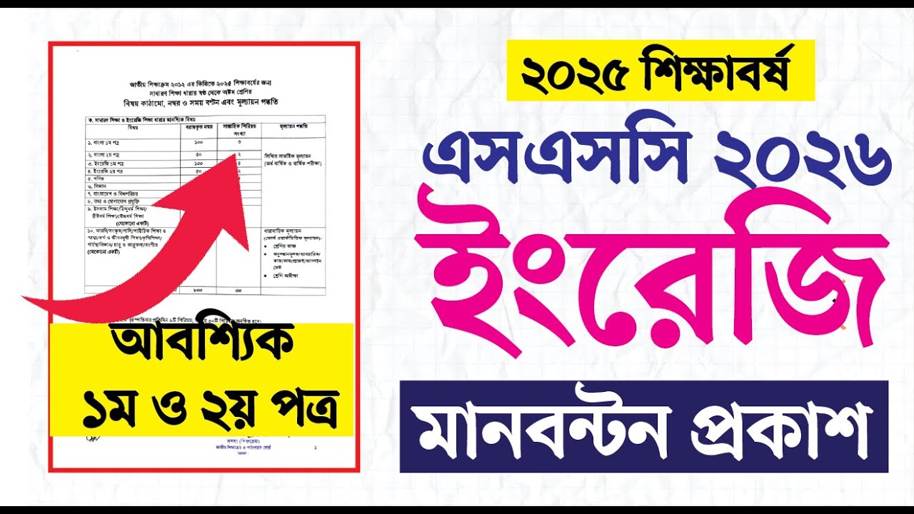 SSC 2026 English Mark distribution এসএসসি ২০২৬ ইংরেজি নম্বর বিভাজন ...