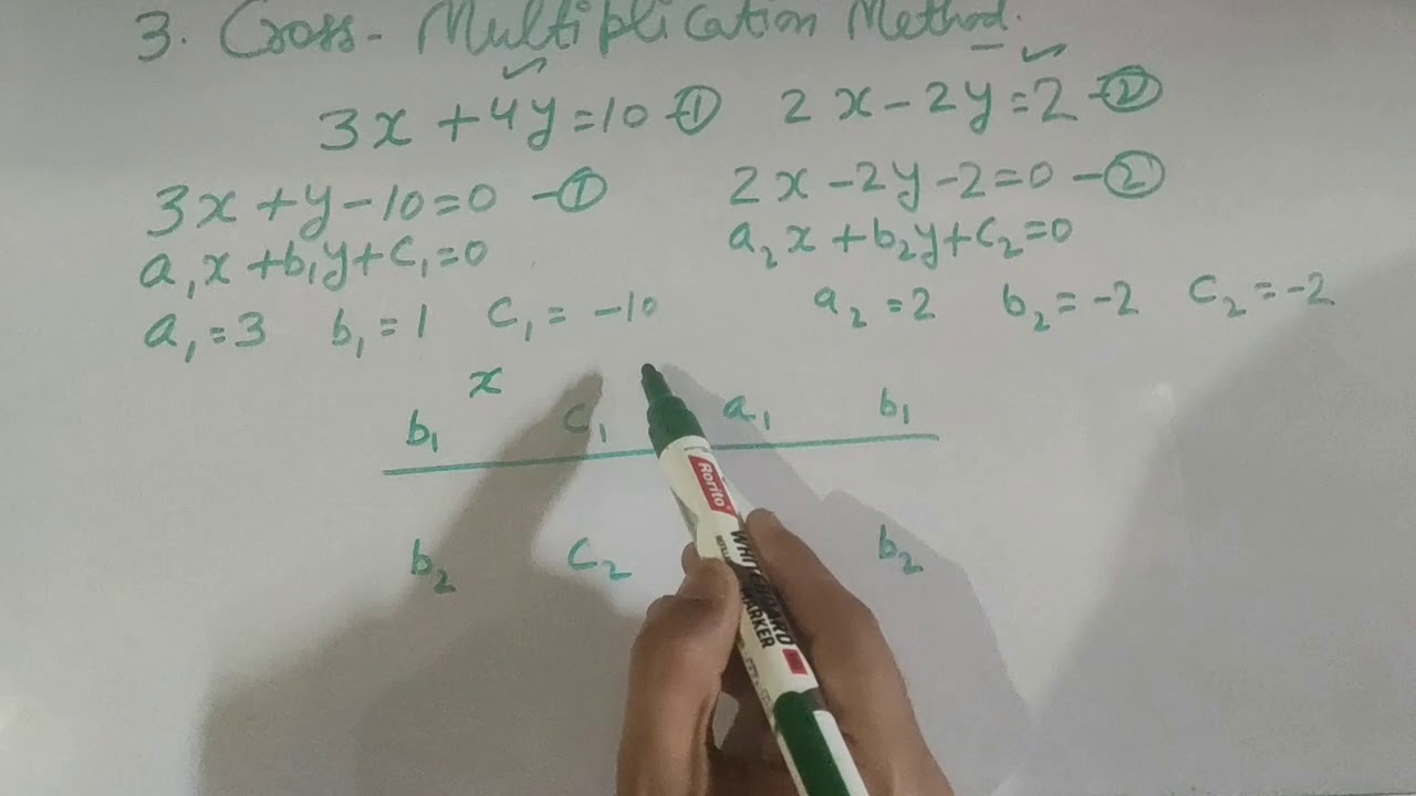 Cross multiplication method to solve a pair of linear equations - YouTube