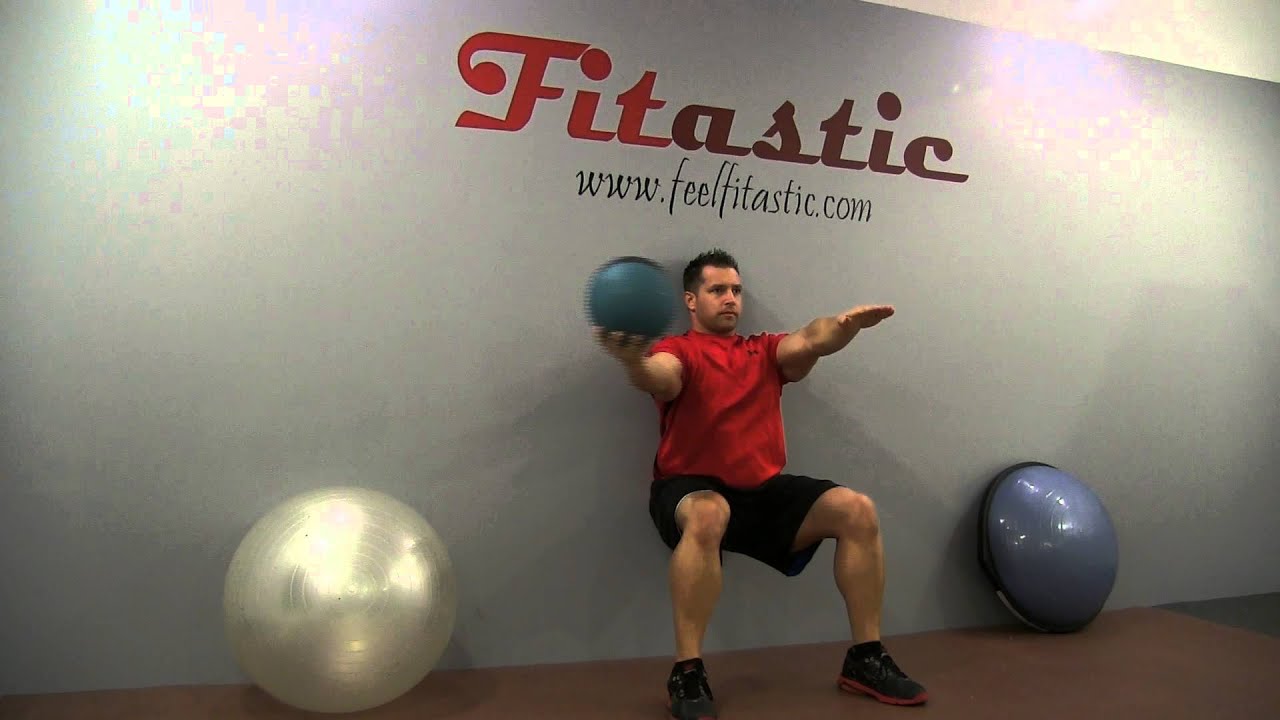 Single Arm Medicine Ball Pass Wall Squat - YouTube