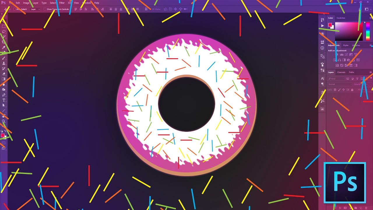 Photoshop Tutorial - Flat Donut Illustration - YouTube