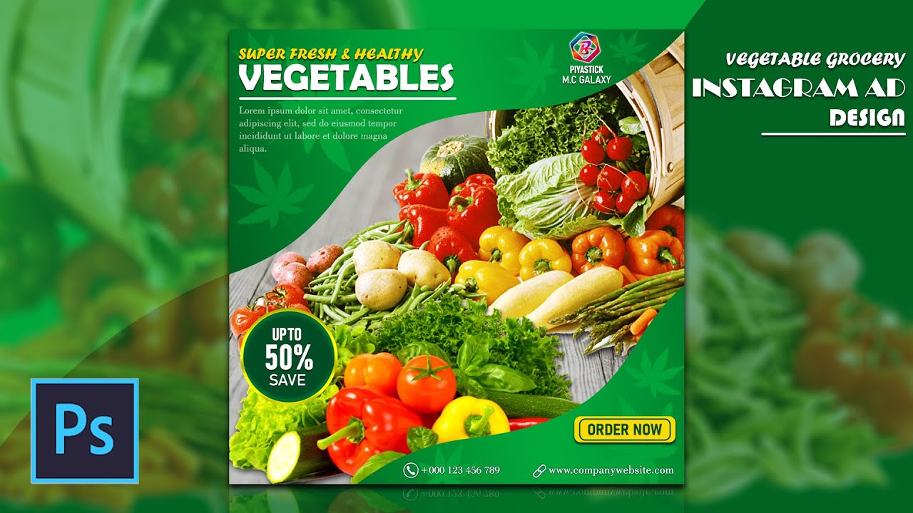 Instagram AD Design For Vegetable Grocery In Photoshop CC | Social ...
